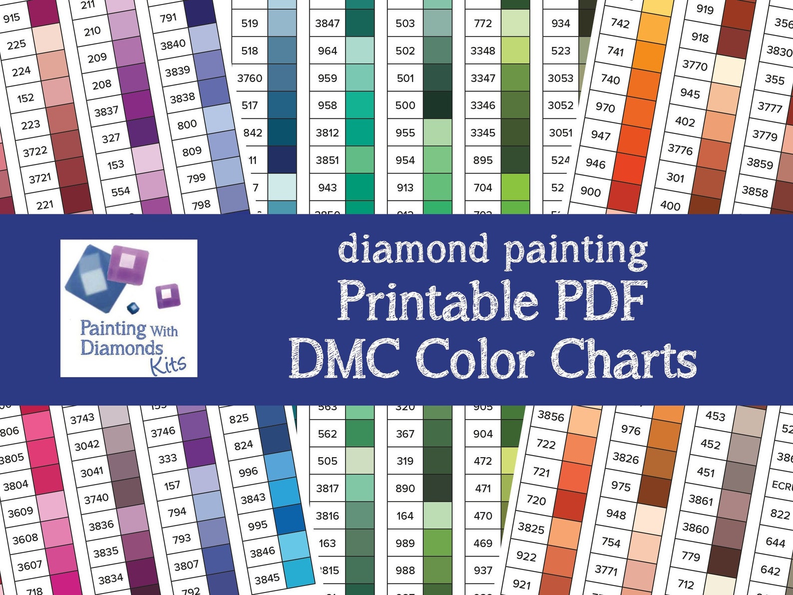 PRINTABLE PDF DMC Color Charts Diamond Painting Drill Color | Etsy