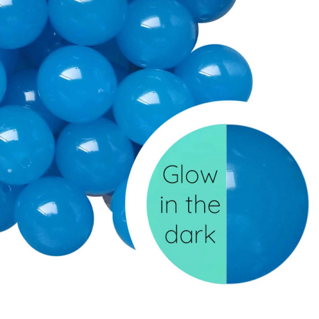 20mm Neon Blue Glow in the Dark Bubblegum Beads, 20mm Chunky Acrylic ...