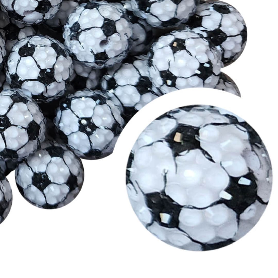 20mm Rhinestone Soccer Ball Bubblegum Beads, 20mm Chunky Acrylic Bubble ...