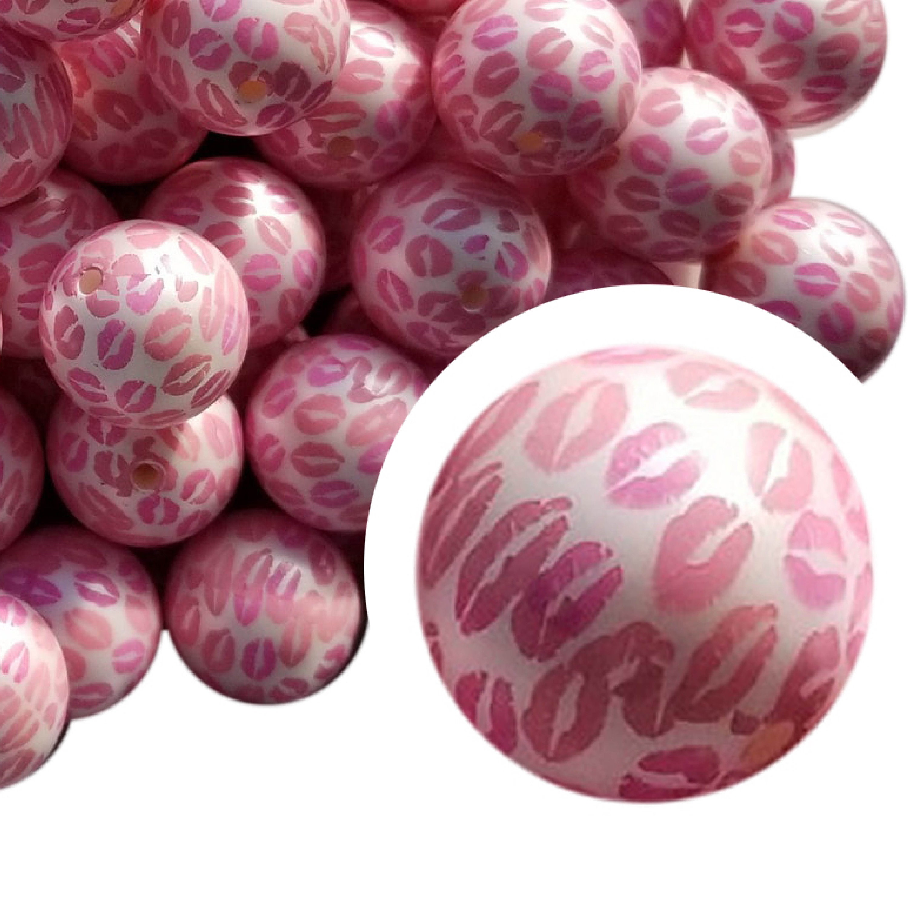 PINK LIPS KISSES Bubblegum Beads 20mm Chunky Acrylic Bubble - Etsy
