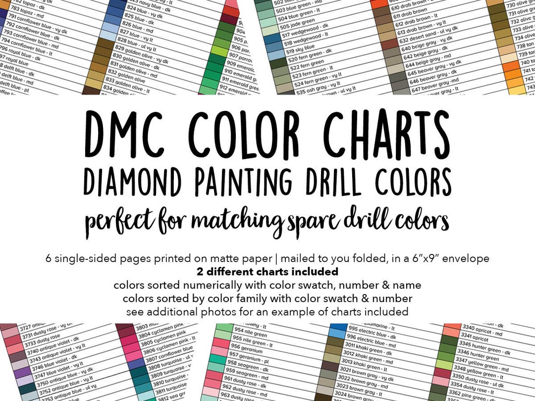 PRINTED DMC Color Charts Diamond Painting Drill Color Charts 2 in 1 ...