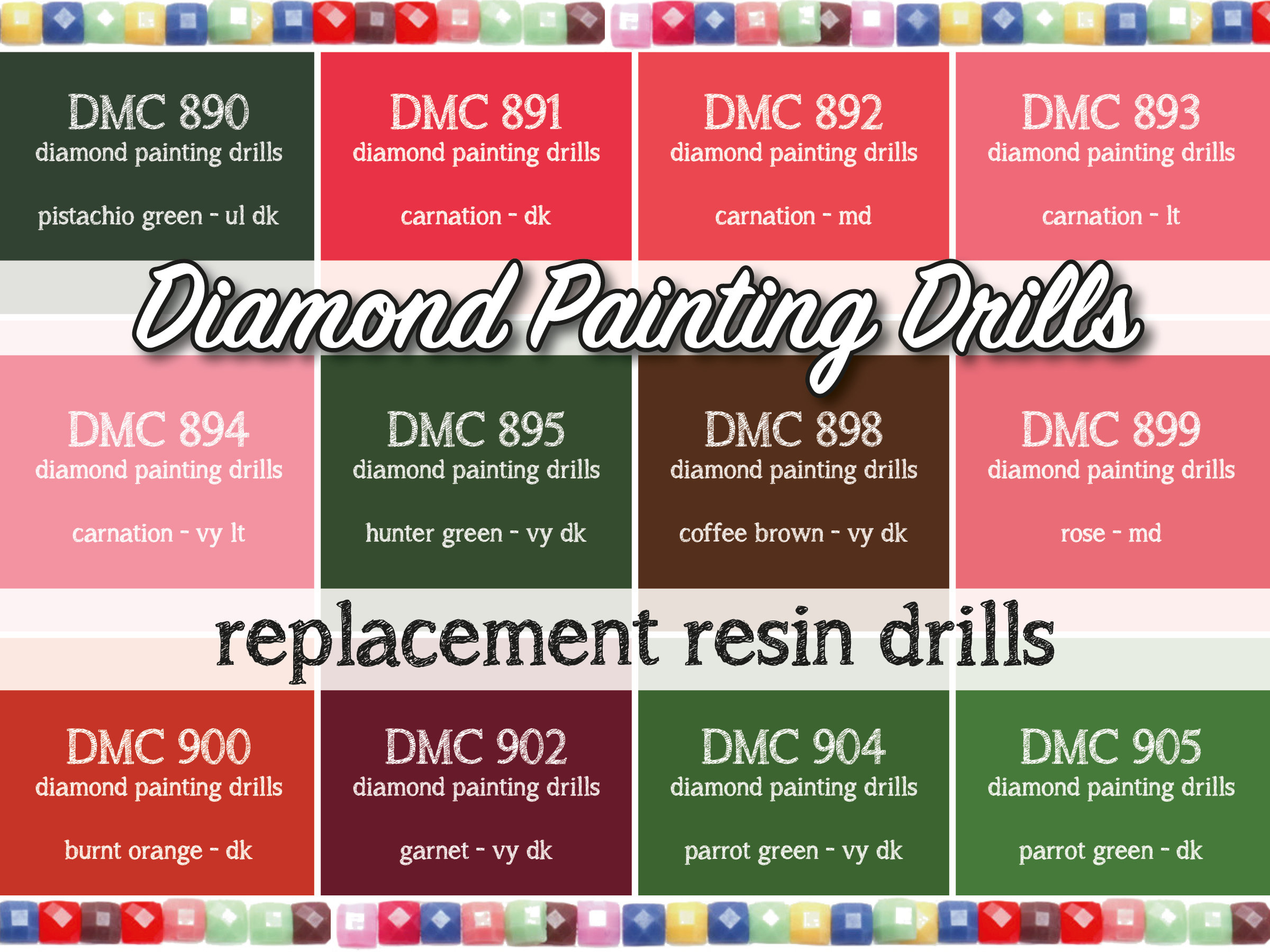 170 Pcs Replacement Resin Diamond Drills Diamond Painting Kits Square ...