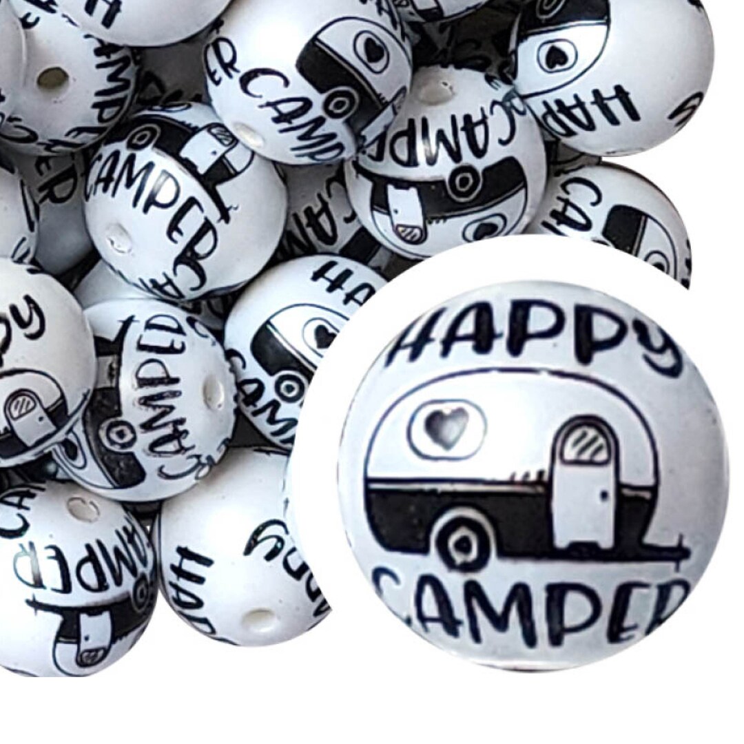 20mm Happy Camper Bubblegum Beads, 20mm Chunky Acrylic Bubble Gum Beads ...