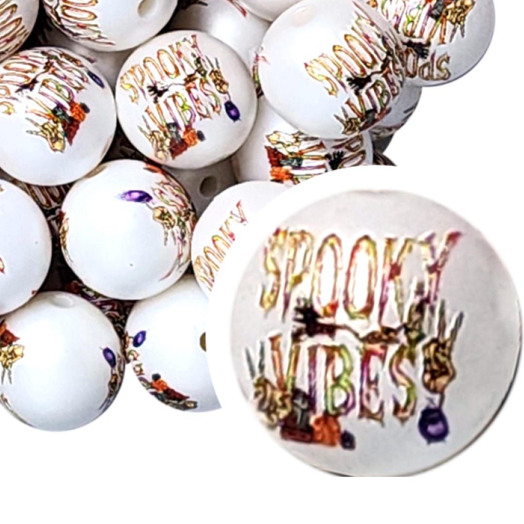 20mm Spooky Vibes Bubblegum Beads, 20mm Chunky Acrylic Bubble Gum Beads ...