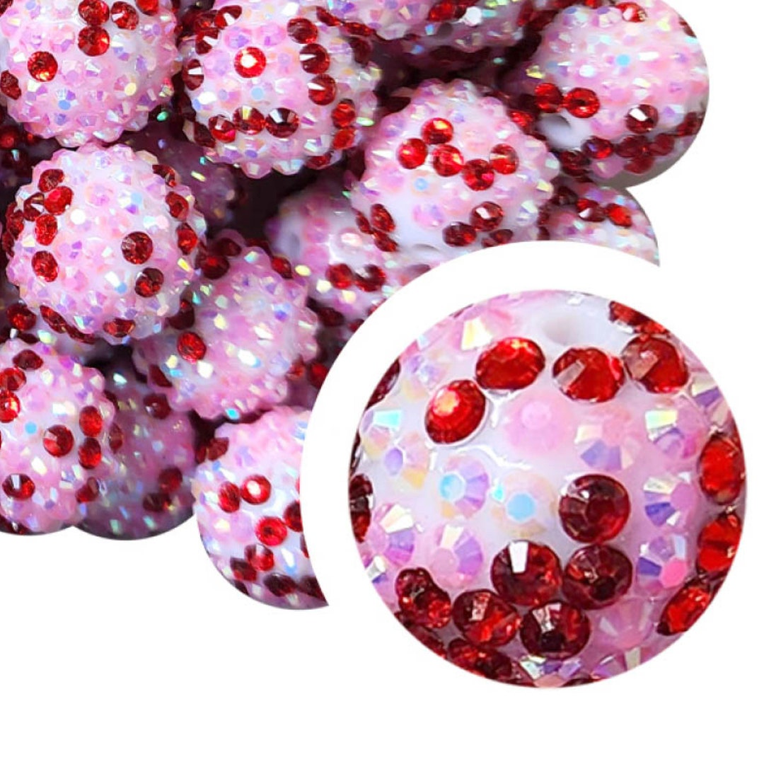 20mm Valentine Rhinestone Bubblegum Beads, 20mm Chunky Acrylic Bubble ...