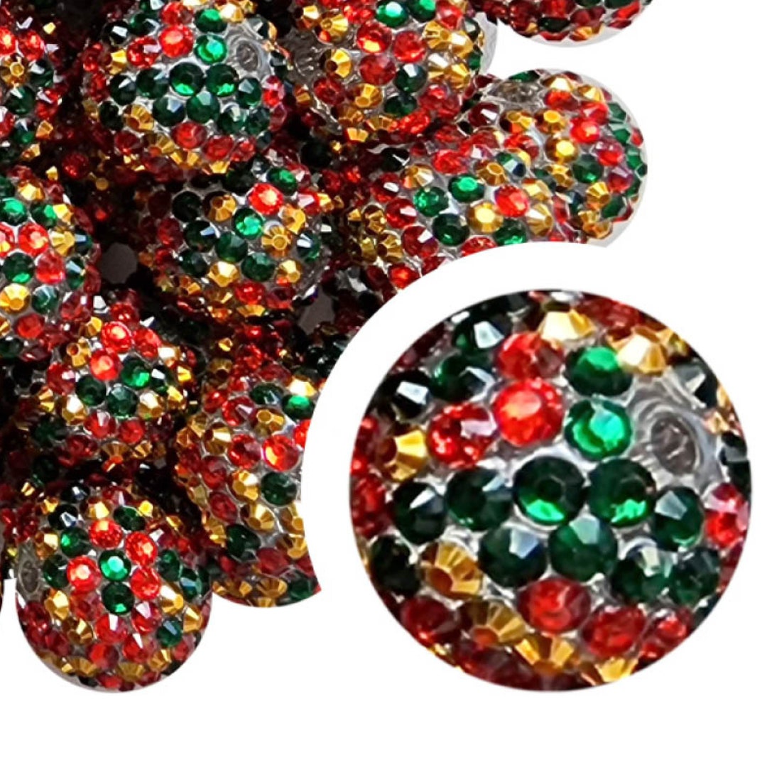 JINGLE BELLS RHINESTONE Bubblegum Beads 20mm Chunky Acrylic Bubble Gum ...