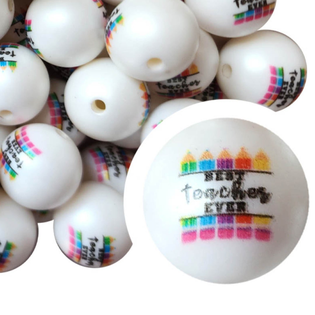BEST TEACHER EVER Teacher Bubblegum Beads 20mm Chunky Acrylic Bubble ...