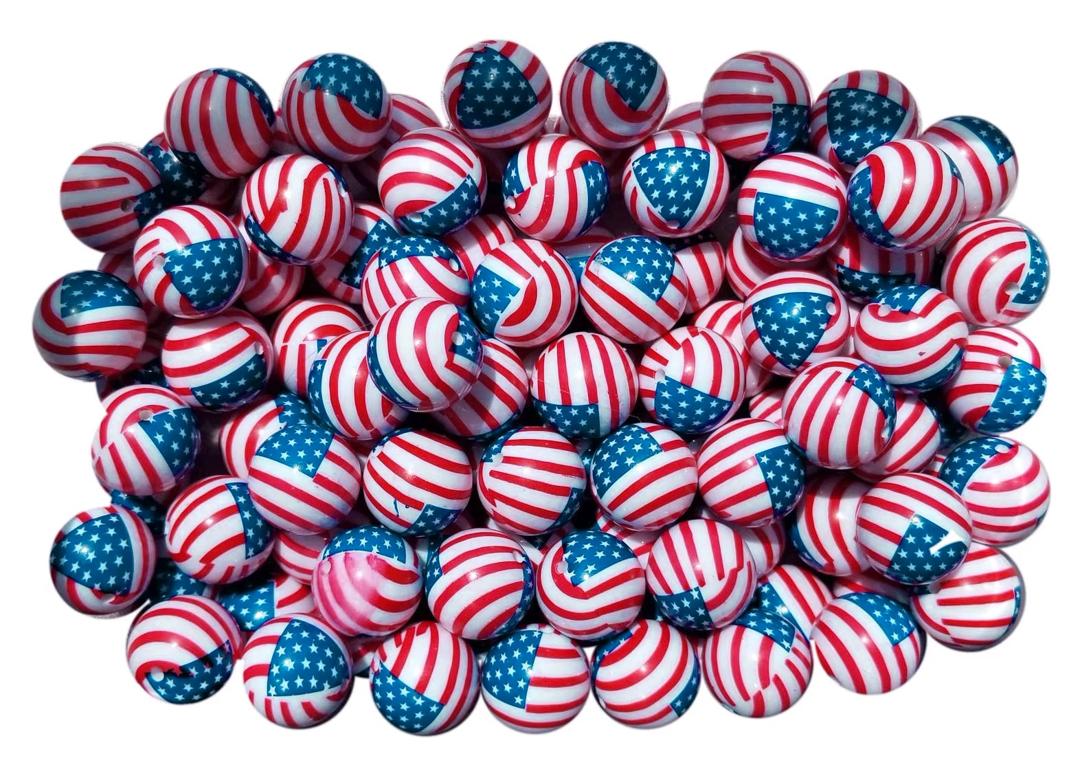 20mm American Flag Bubblegum Beads, 20mm Chunky Acrylic Bubble Gum ...