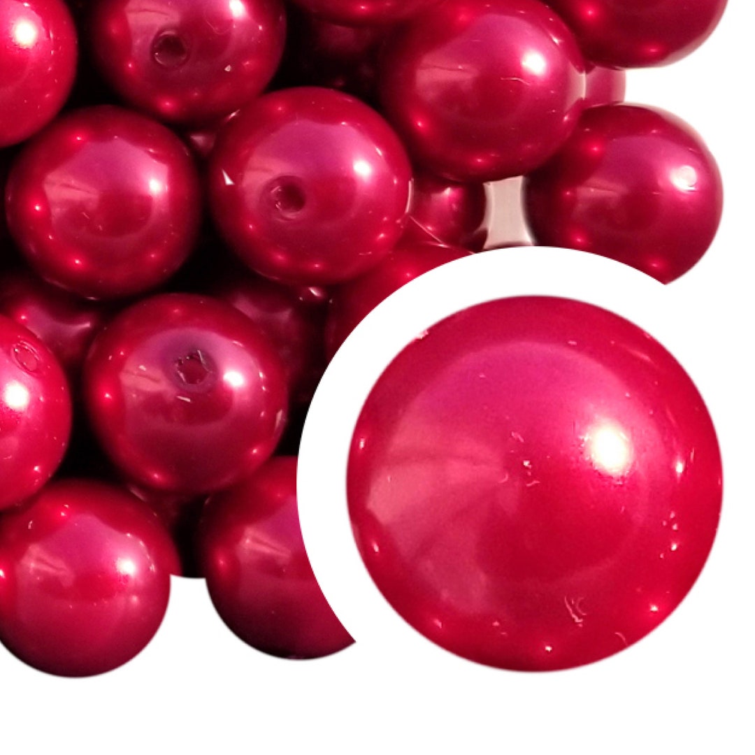 RED PEARL Bubble Gum Beads 20mm Chunky Acrylic Bubble Gum Beads Plastic ...