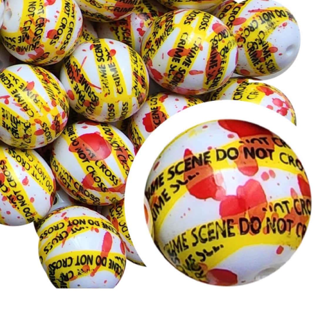 20mm Crime Scene Bubblegum Beads, 20mm Chunky Acrylic Bubble Gum Beads ...