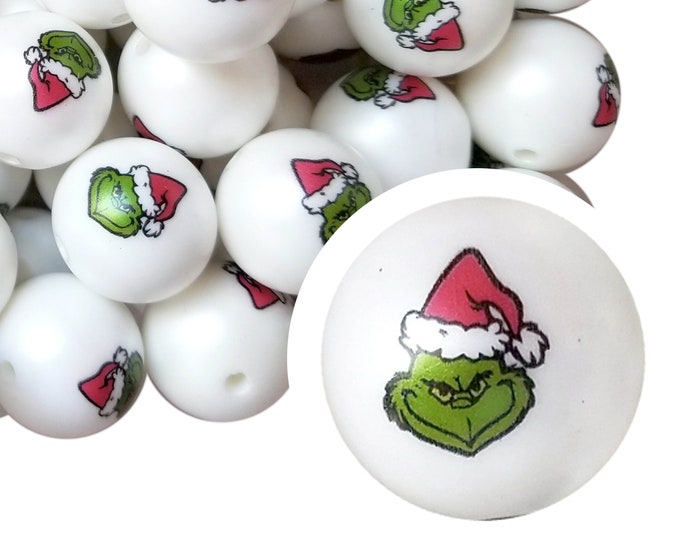 THE GRINCH FACE Bubblegum Beads 20mm Chunky Acrylic Bubble Gum Beads ...