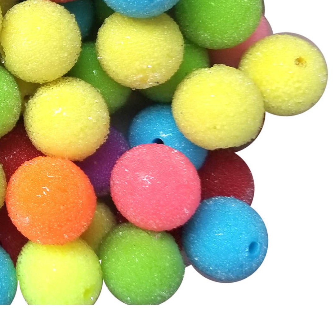 RAINBOW SUGAR COVERED Bubble Gum Beads 20mm Chunky Acrylic Bubble Gum ...