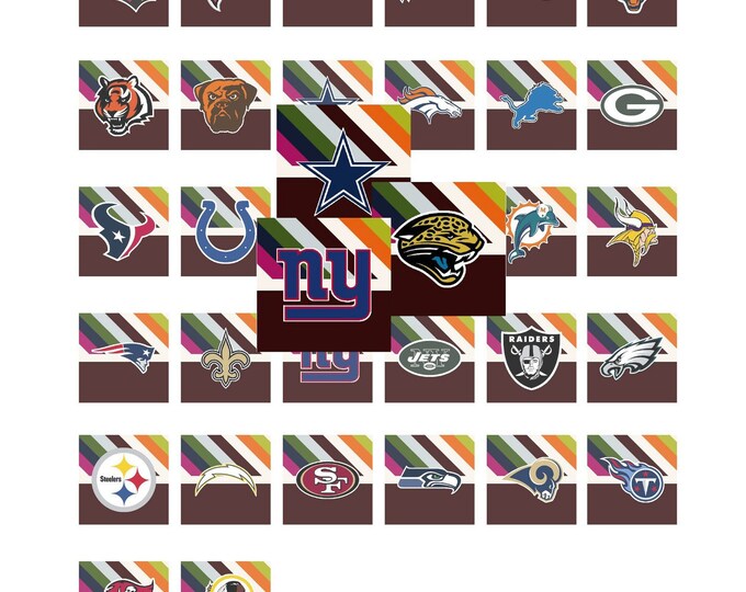 NFL 1 X 1 Inch Squares Coach Style Pendant Images Digital Collage Sheet ...