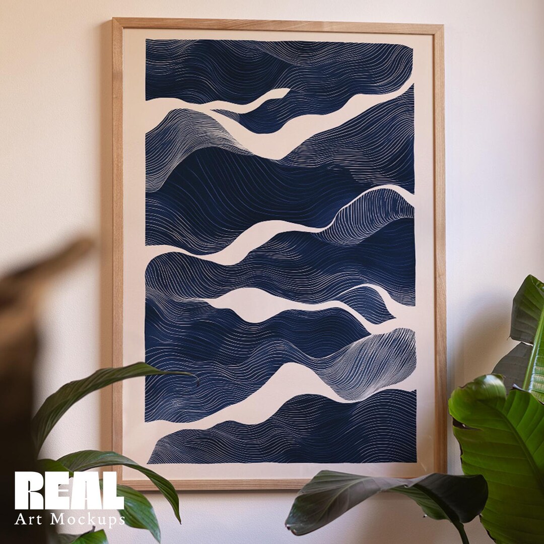 Wood Frame Artwork Mockup, A1 DIN/ISO A Ratio, Framed Poster Mock up ...