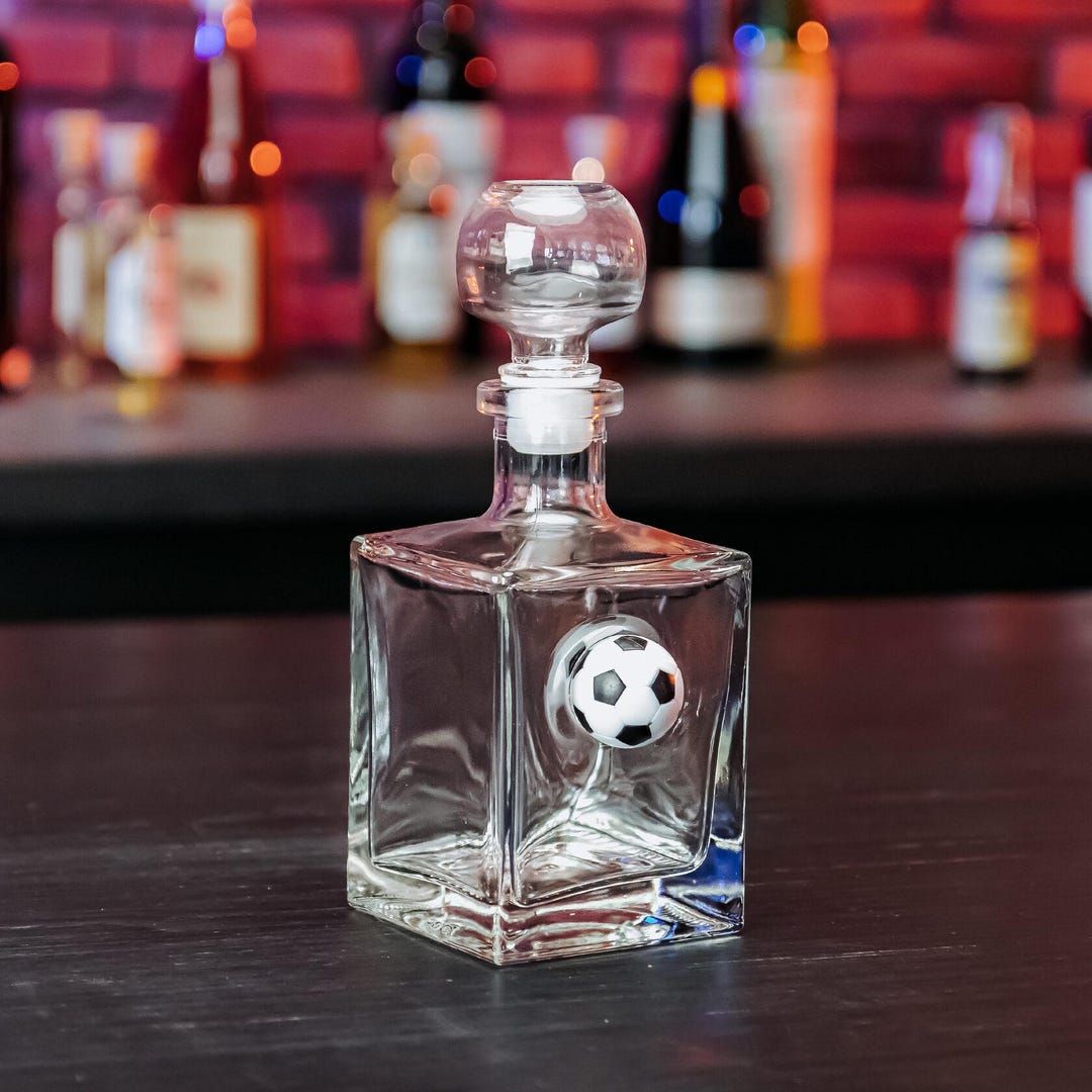 Luxury Glass Decanter With a Soccer Ball Design Presented in a Stylish ...