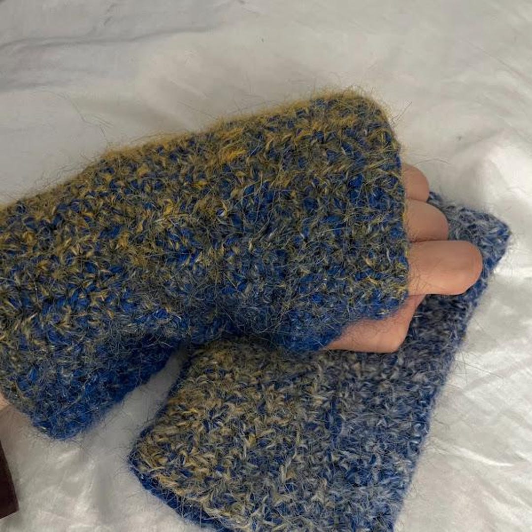 Beautiful Wool Blend Van Gogh Fingerless Crochet Gloves - Etsy
