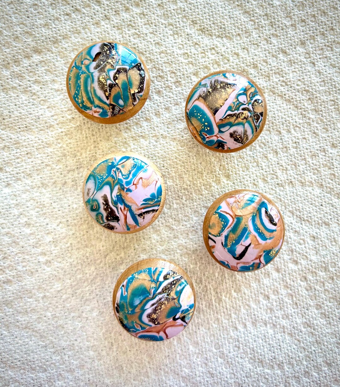 Drawer Knobs, Cabinet Knobs, Handmade Knobs, Green Gold Knobs, Clay Veneer Knobs, Patterned ...