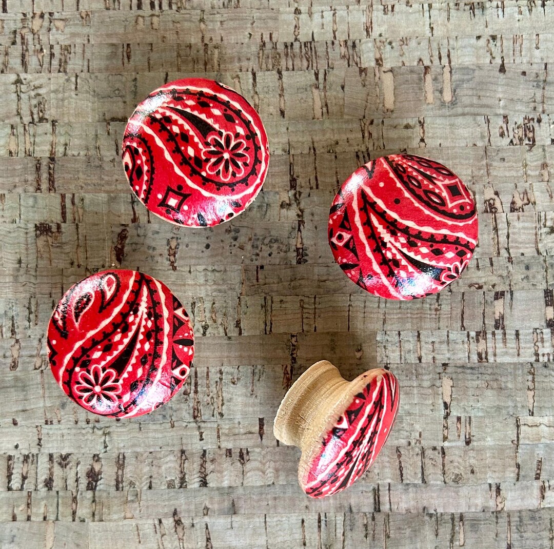 Drawer Knobs, Cabinet Knobs, Furniture Knobs, Wood Knobs, Red and Black ...