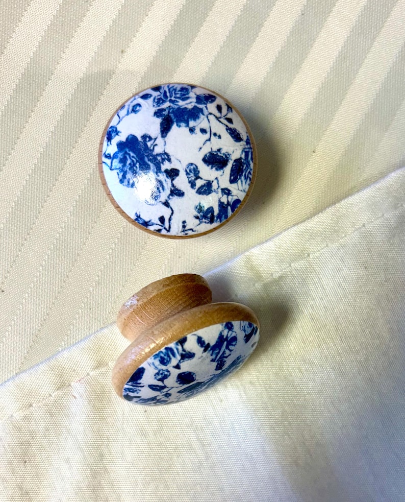 Cabinet Knobs, Drawer Knobs, Blue and White Knobs, Knobs With Blue Roses, Floral Drawer Knobs ...