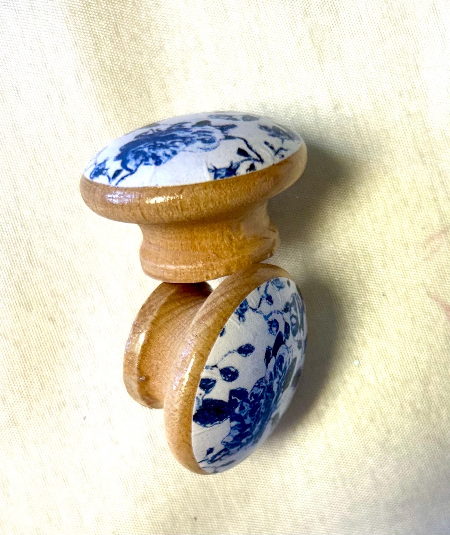 Cabinet Knobs, Drawer Knobs, Blue and White Knobs, Knobs With Blue Roses, Floral Drawer Knobs ...