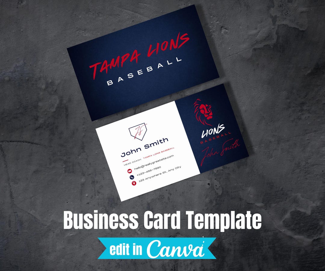 Sports Coach Business Card Template, Editable Canva Design (digital ...