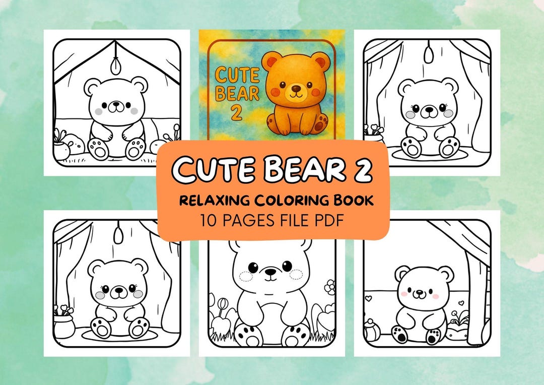 Cute Bear 02 : Cute Bear Big Bold Easy Relaxation Coloring Book | Cute ...