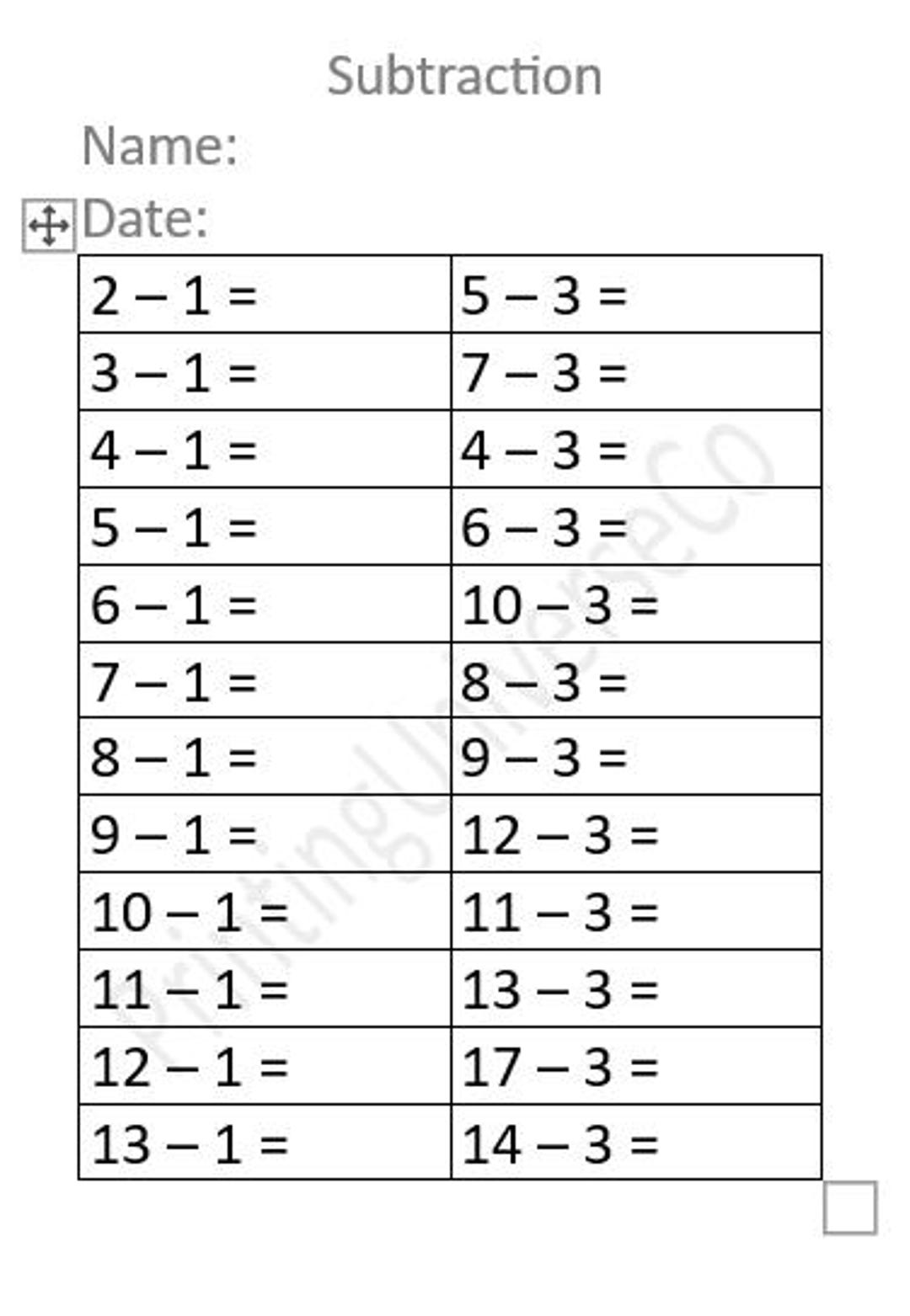 Subtraction Worksheets: Fill in the Blanks, Grade 1-2 (printable PDF ...