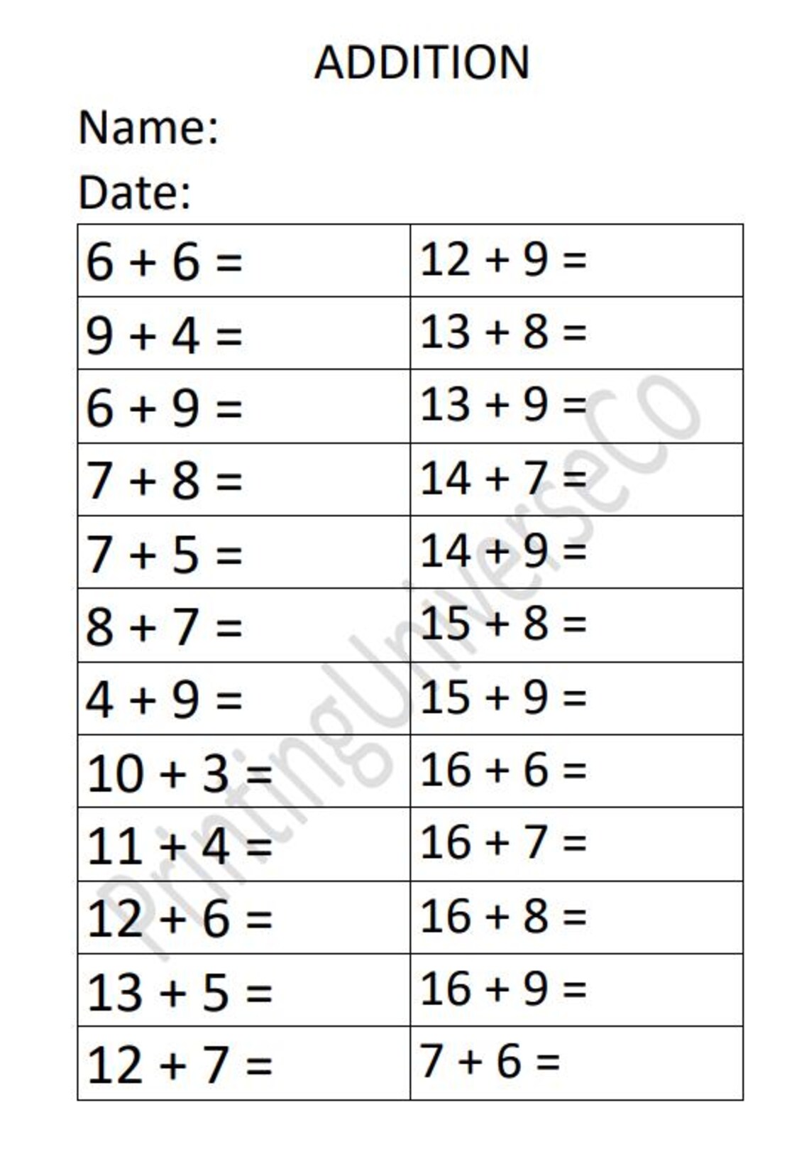 Addition Worksheets: Fill-in-the-blanks, Ages 4-7 (printable PDF) - Etsy