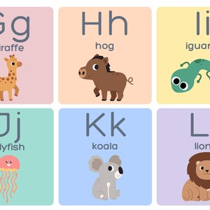 Rainbow Pastel Animal Alphabet Flashcards Digital Download - Etsy