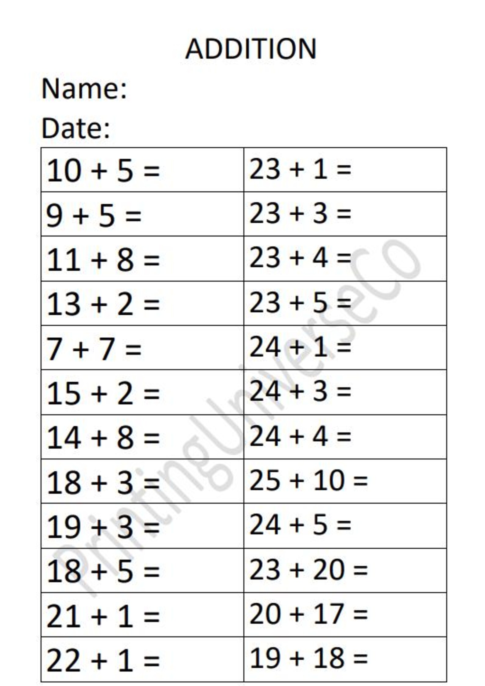Addition Worksheets: Fill-in-the-blanks, Ages 4-7 (printable PDF) - Etsy UK