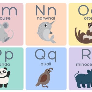 Rainbow Pastel Animal Alphabet Flashcards Digital Download - Etsy