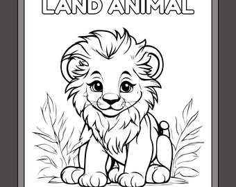 Land Animals Coloring Pages Activity Worksheet in Black and White ...