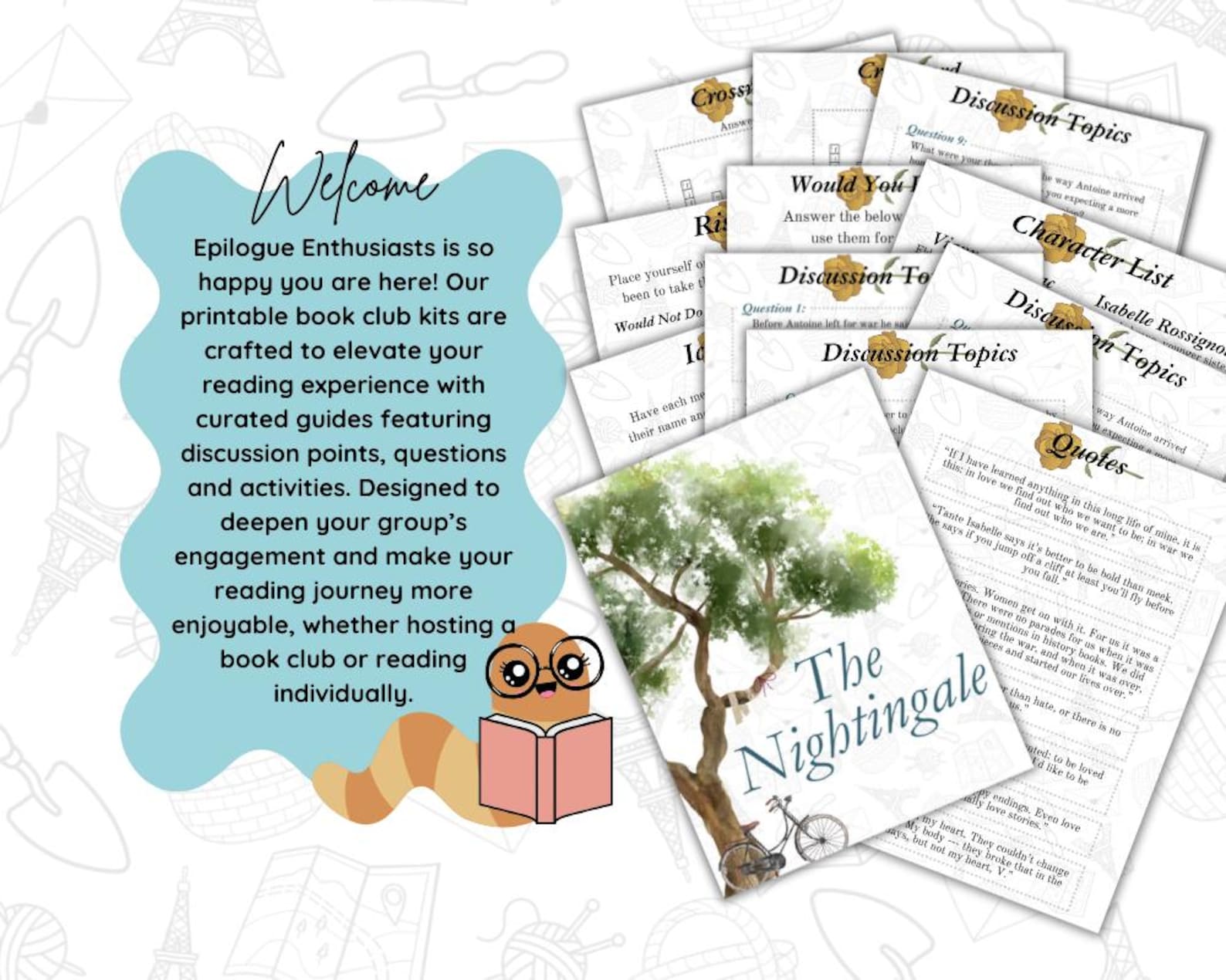 Book Club Kit: the Nightingale by Kristin Hannah - Etsy