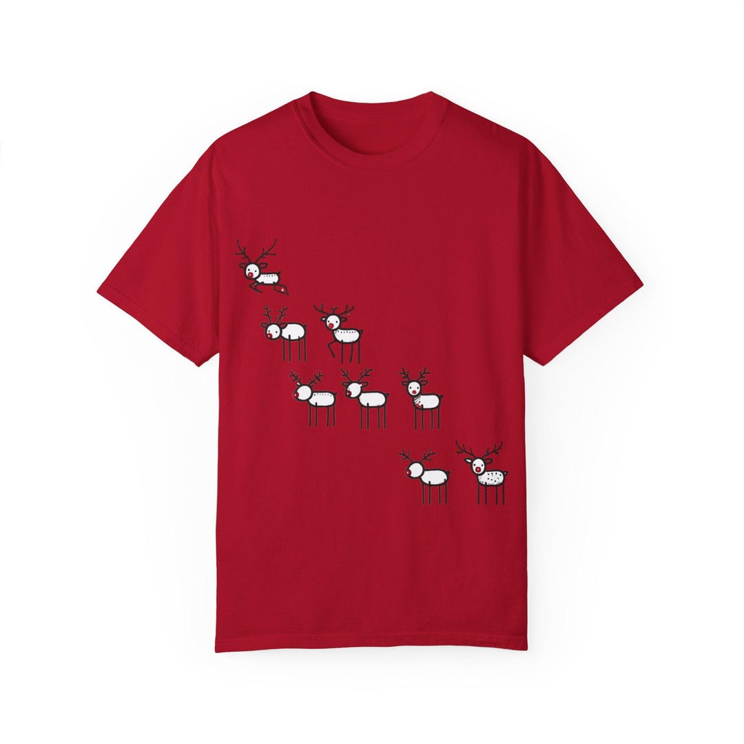 Stick Figure Reindeer Rudolph Christmas T-shirt, Holiday Tee, Xmas ...