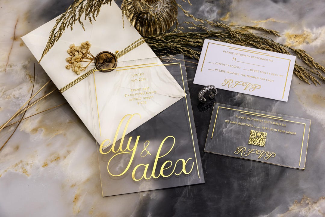 Acrylic Invitations With Foil, Acrylic Wedding Invites, Luxury Wedding ...