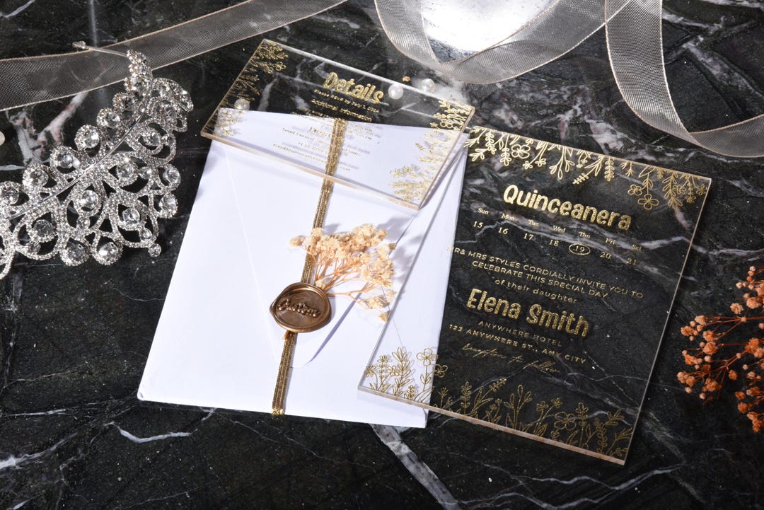 Quinceanera Invitations Acrylic, Avrylic Details Card, Sweet 16 Acrylic ...