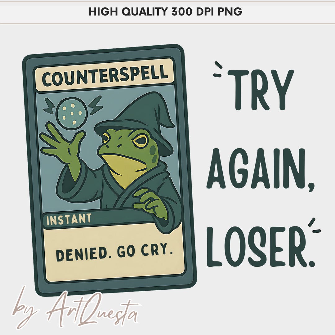Funny MTG Frog Wizard Counterspell PNG, Instant Magic Card Meme Clipart ...