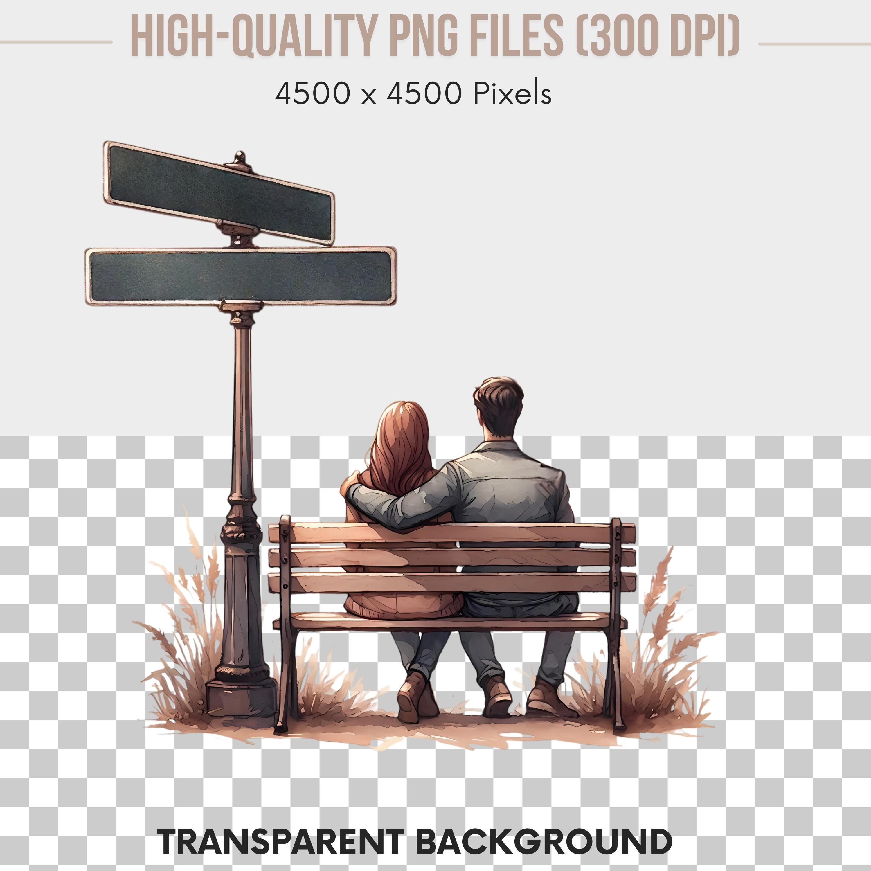 Custom Couple Street Sign PNG, Romantic Bench Scene Design ...