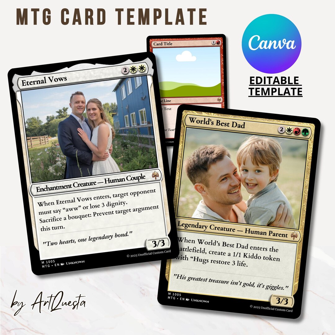 Custom MTG Card Template, Editable Canva Trading Card Design ...