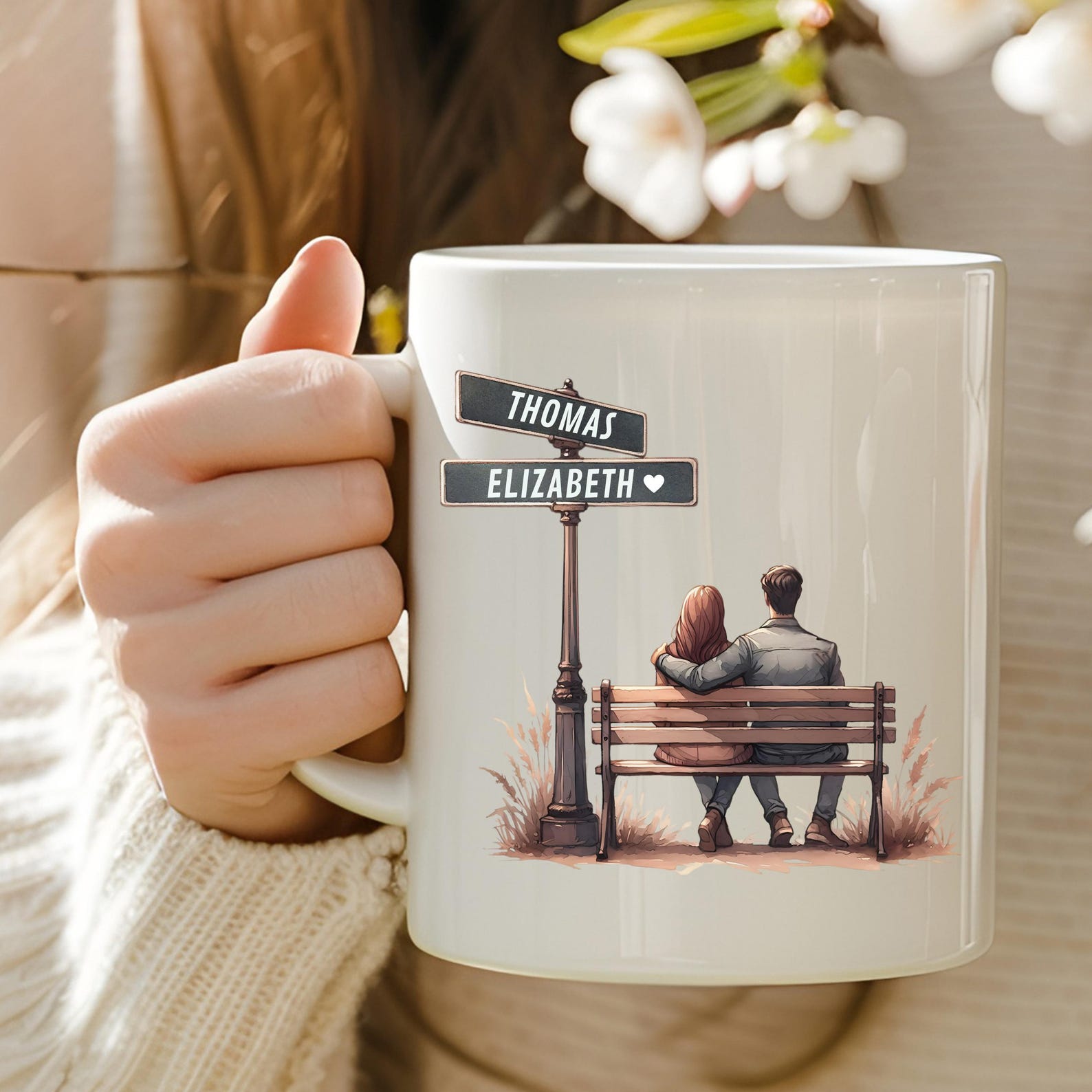 Custom Couple Street Sign PNG, Romantic Bench Scene Design ...
