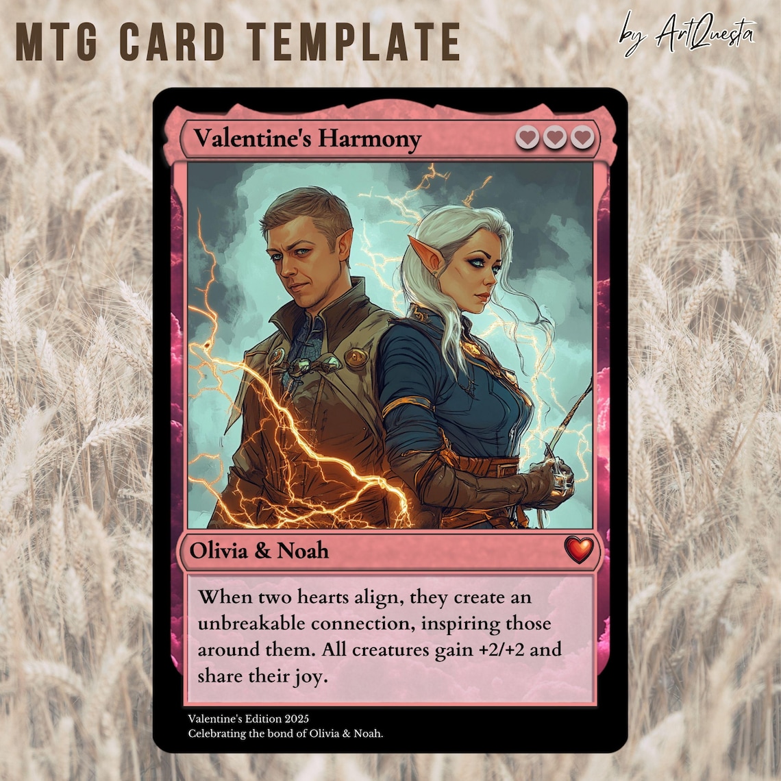 MTG Valentine's Card Template, Editable Canva MTG Card, Customizable ...