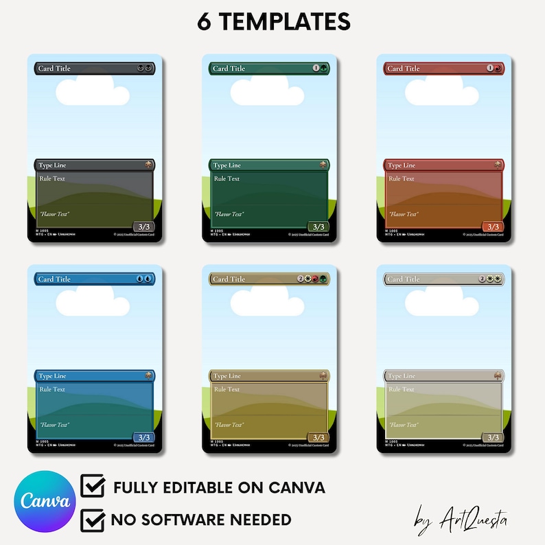 Custom MTG Card Template, Editable Magic the Gathering Card, Fantasy ...