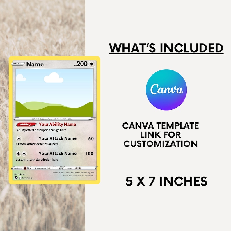 Custom Pokémon Card Template, Editable TCG Card, Personalized Trading ...