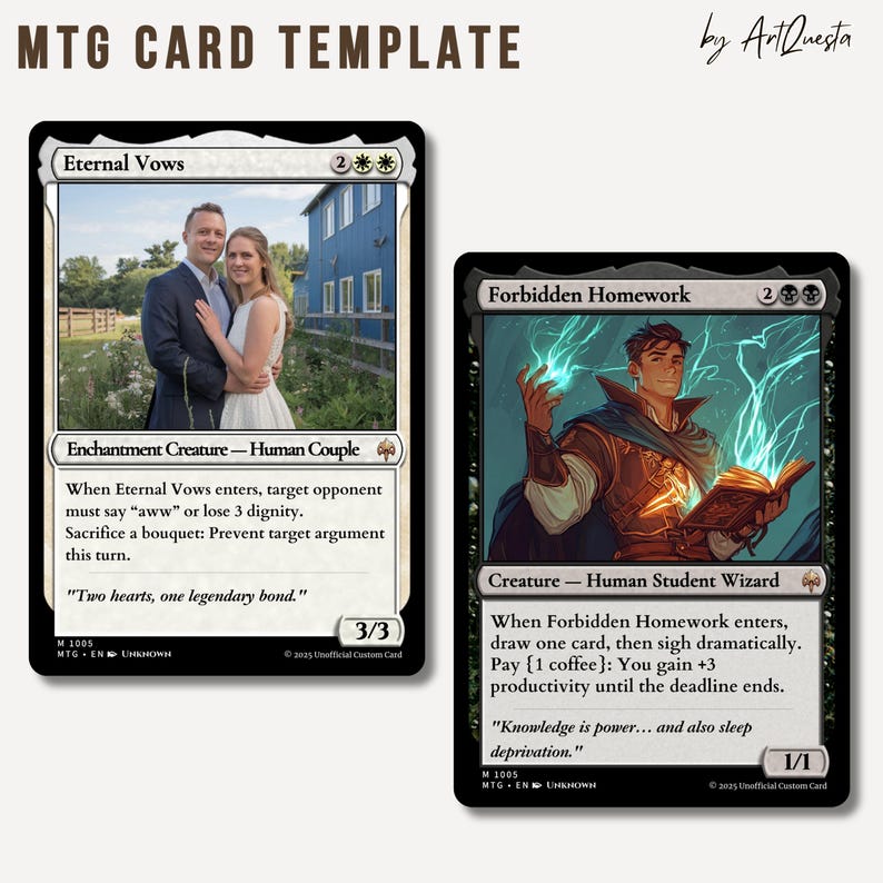 Custom MTG Card Template, Editable Canva Trading Card Design, Personalized Wedding, Dad, Gift ...