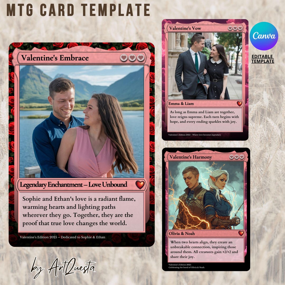 MTG Valentine's Card Template, Editable Canva MTG Card, Customizable ...