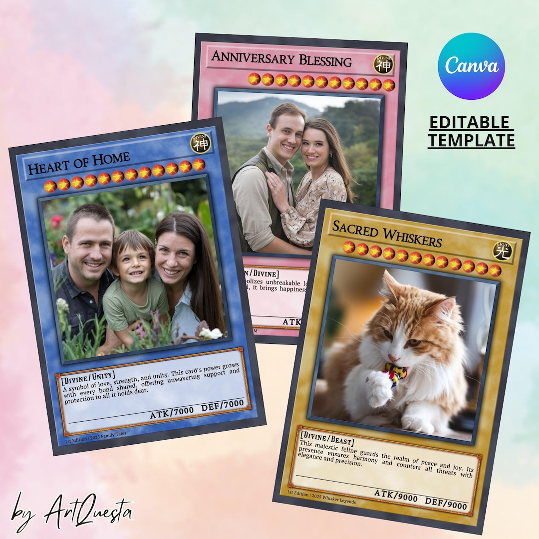 YGO Custom Card Template, Editable Canva Design, Gift for Birthday ...