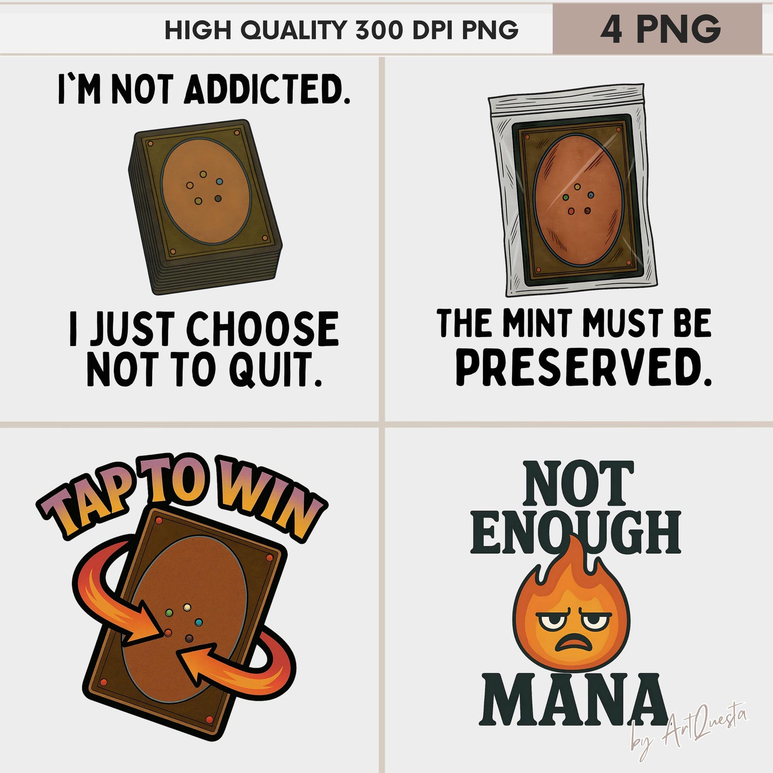 Funny MTG Card PNG Bundle, Card Player Humor Clipart, Trading Card ...