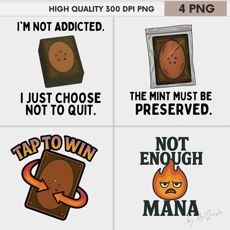 Funny MTG Card PNG Bundle, Card Player Humor Clipart, Trading Card ...