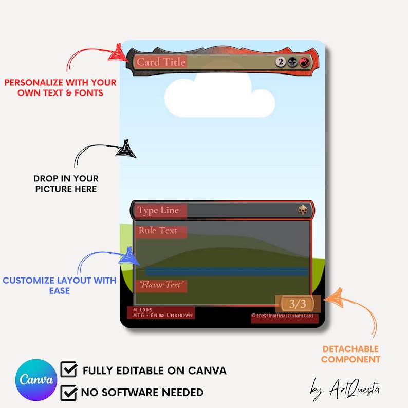 Custom MTG Card Template (digital Download),editable Trading Card in ...