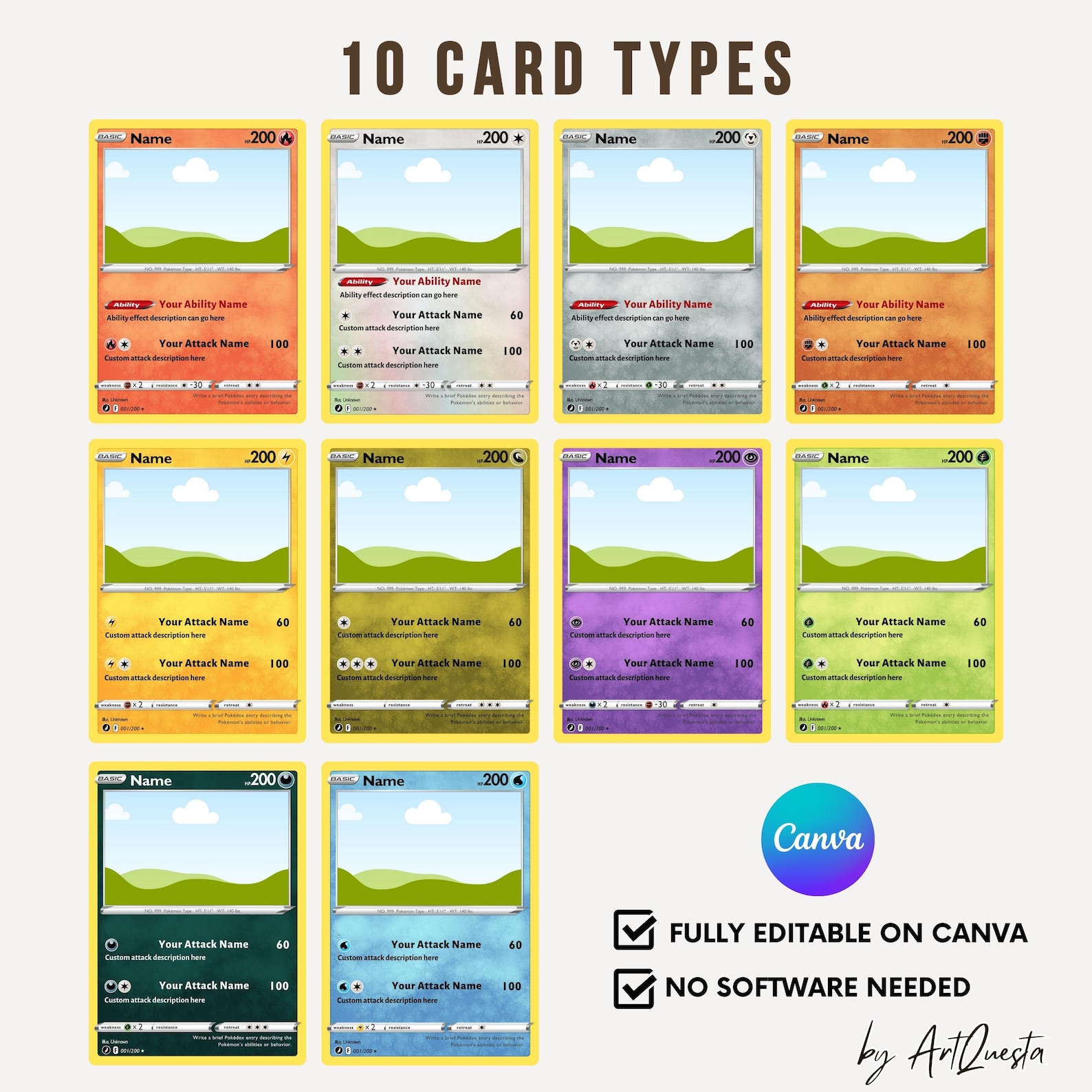 Custom Pokémon Card Template, Editable TCG Card, Personalized Trading ...